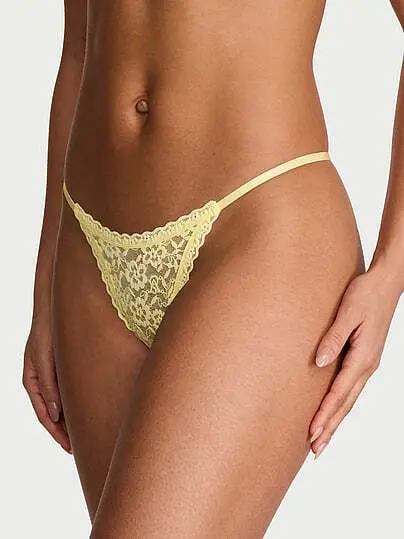 Victoria's Secret The Lacie Lace-up Bow String Thong Panty - Yellow