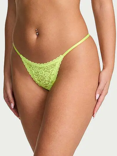 Victoria's Secret The Lacie Lace String Thong Panty - Yellow