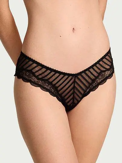 Victoria's Secret Tease Sheer Dot High-leg Cheeky Panty - Black