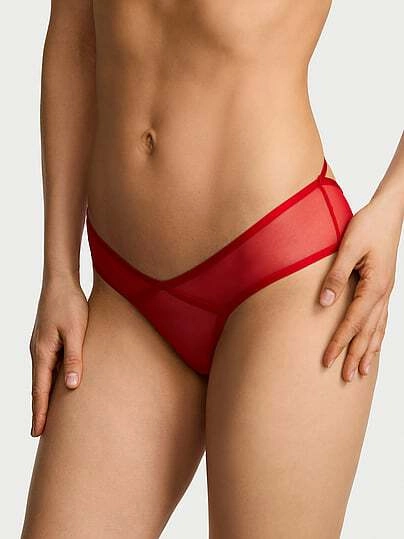 Victoria's Secret Tease Satin Lace-trim Cheeky Panty - Red