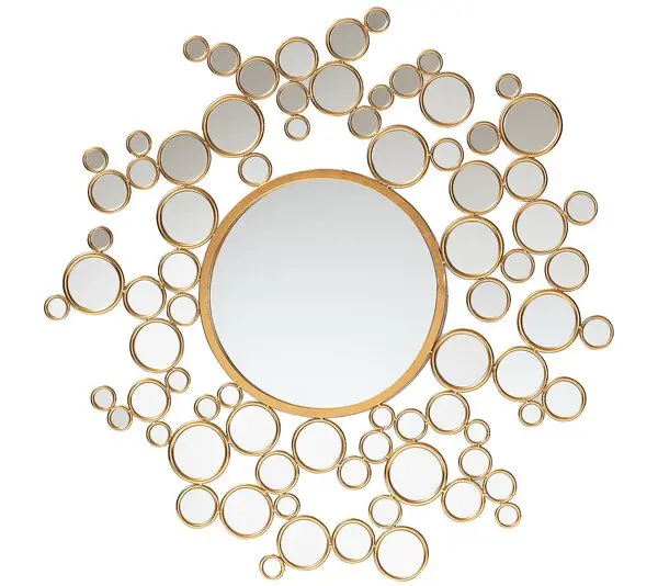 BAXTON STUDIO Castiel Goldleaf Metal Bubble Accent Wall Mirror - One-color