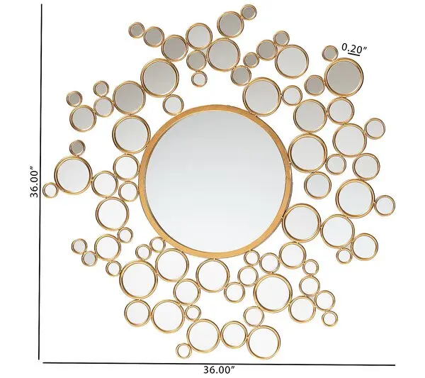 BAXTON STUDIO Castiel Goldleaf Metal Bubble Accent Wall Mirror