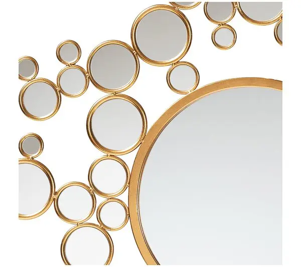 BAXTON STUDIO Castiel Goldleaf Metal Bubble Accent Wall Mirror