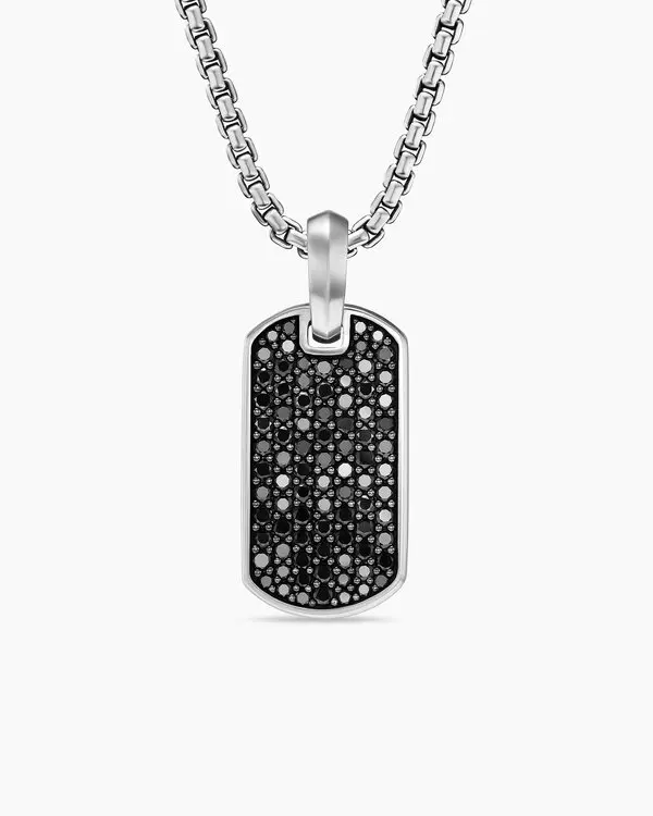 David Yurman Chevron Sterling Silver Tag With - Black Diamond