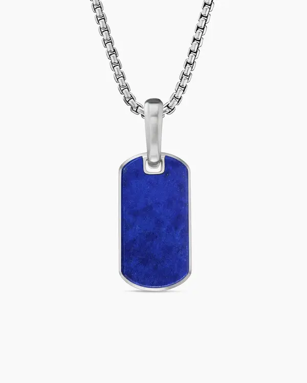 David Yurman Chevron Sterling Silver Tag With - Lapis Lazuli