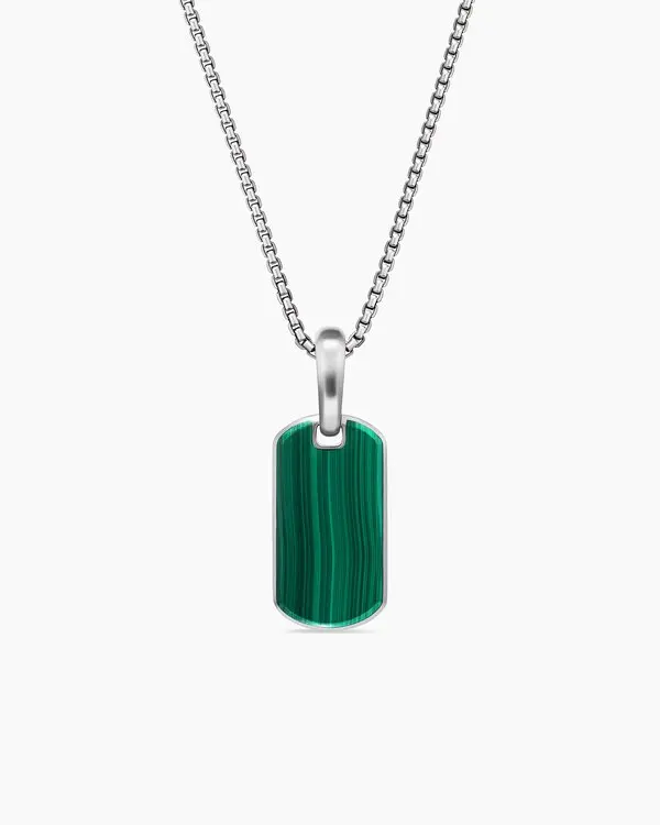 David Yurman Chevron Sterling Silver Tag With - Malachite
