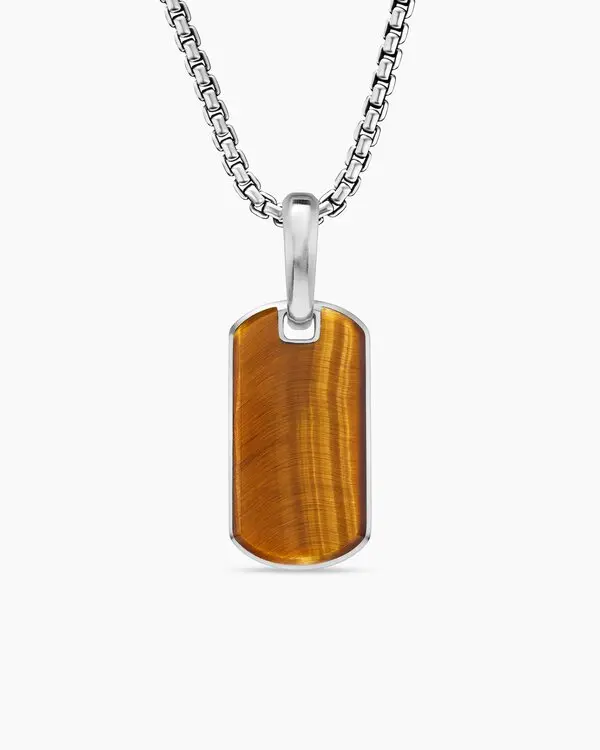 David Yurman Chevron Sterling Silver Tag With - Tigers Eye