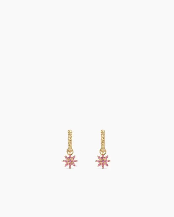 David Yurman 18k Yellow Gold Starburst Drop Earrings With Pink Sapphires - Pink Sapphire