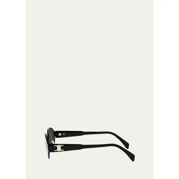 Celine Triomphe Metal Oval Sunglasses - Black