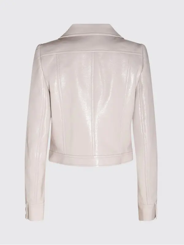 COURREGES Slim Fit Cropped Coated Cotton Jacket With Logo - Grey