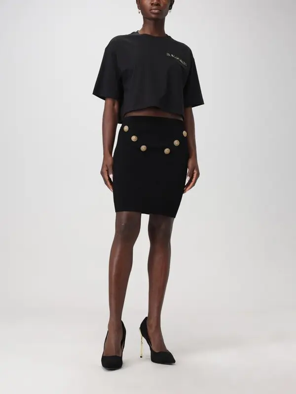 Balmain Button Embellished Knit Skirt - Black