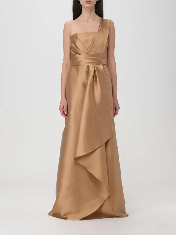 Alberta Ferretti One-shoulder Gown With Draped Skirt - Beige