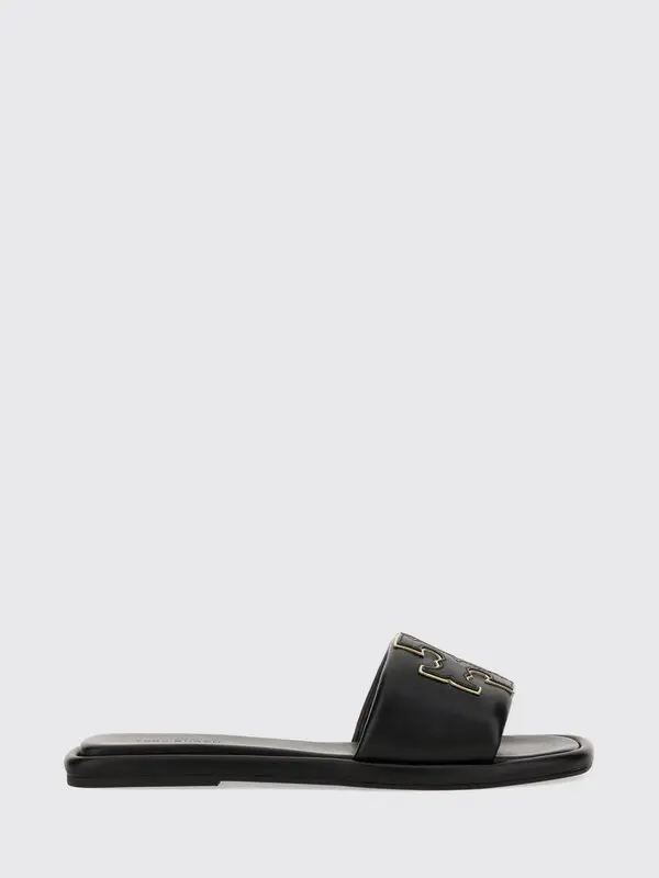 Tory Burch Embossed Logo Heeled Sandal - Black