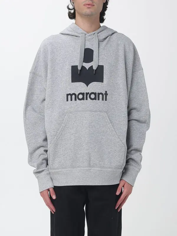Isabel Marant Étoile Relaxed Fit Hoodie In Cotton With Contrast Logo - Grey