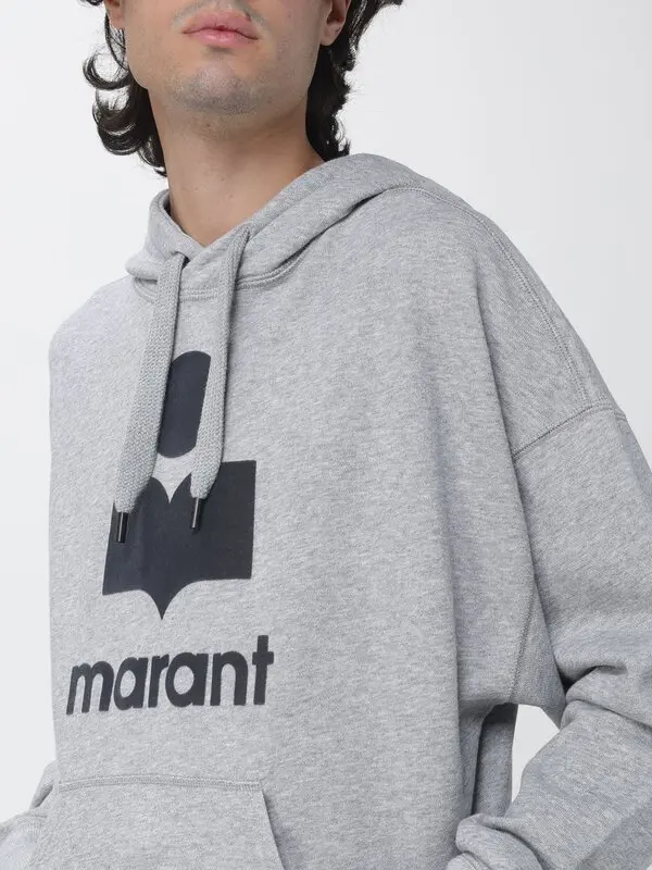 Isabel Marant Étoile Relaxed Fit Hoodie In Cotton With Contrast Logo - Grey