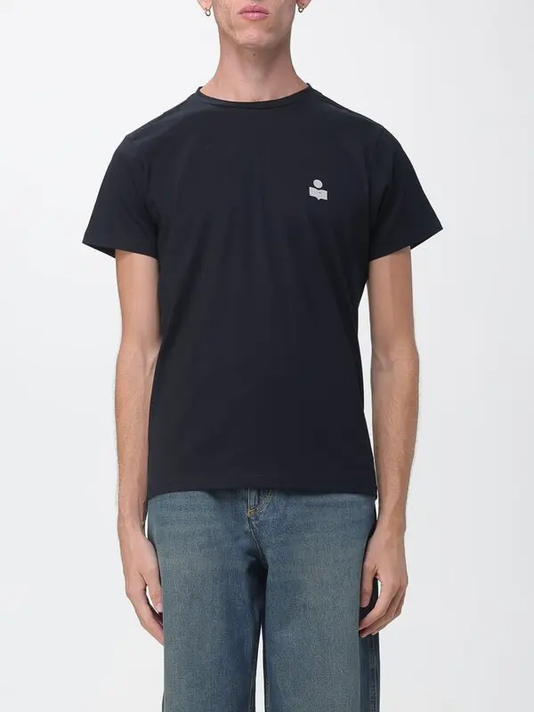 Isabel Marant Étoile Slim Fit Cotton Crew-neck T-shirt With Contrast Logo - Black