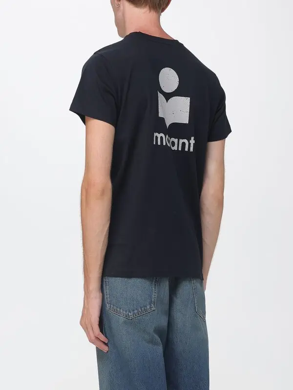 Isabel Marant Étoile Slim Fit Cotton Crew-neck T-shirt With Contrast Logo - Black