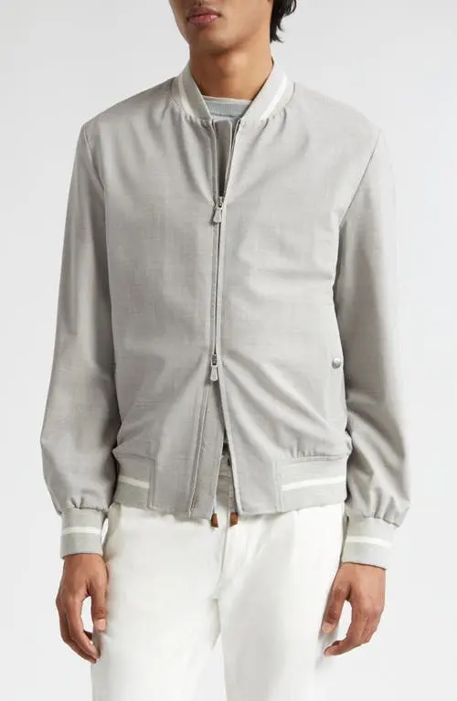Eleventy Stretch Wool Bomber Jacket
