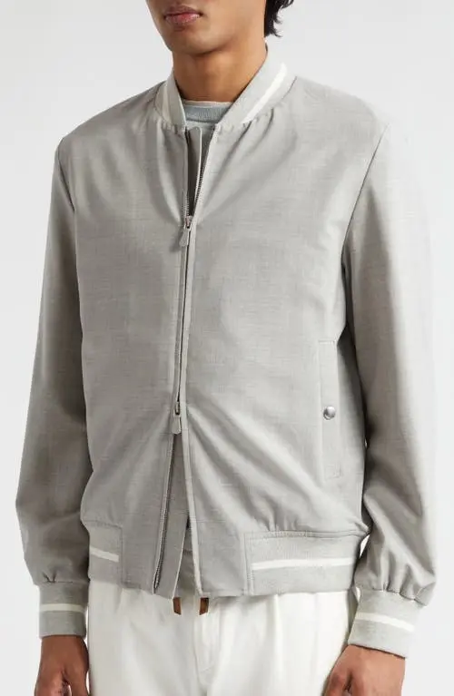 Eleventy Stretch Wool Bomber Jacket