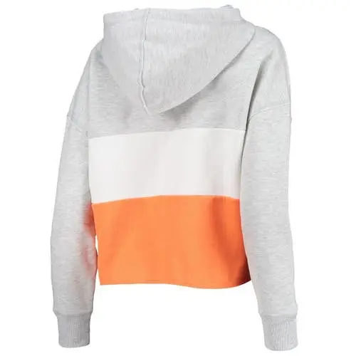 '47 Heathered Gray/heathered Orange Clemson Tigers Lizzy Colorblocked Cropped Pullover Hoodie