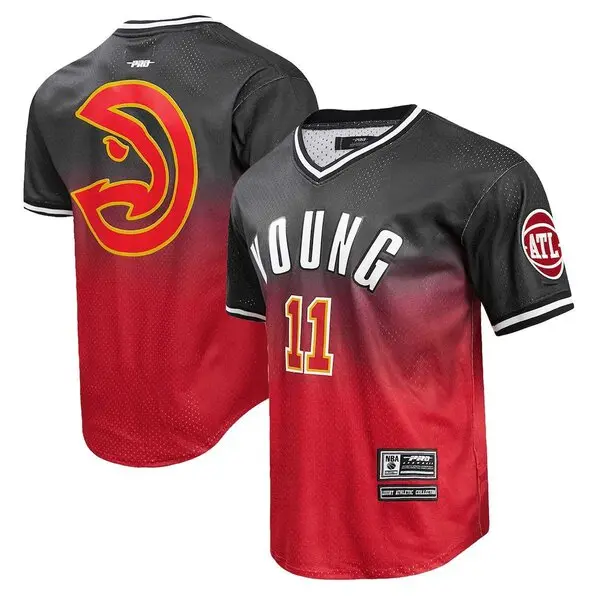 PRO STANDARD Post Trae Young /red Atlanta Hawks Ombre Name & Number T-shirt - Black