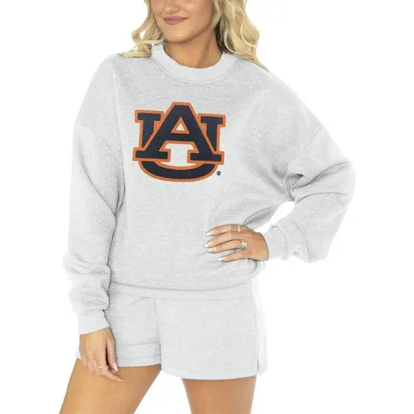 GAMEDAY COUTURE Auburn Tigers Team Effort Pullover Sweatshirt & Shorts Sleep Set - Ash