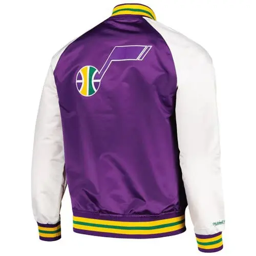 Mitchell & Ness Utah Jazz Double Clutch Satin Raglan Full-snap Jacket
