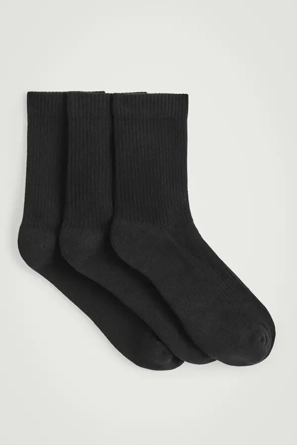 Cos 3-pack Ribbed Sport Socks - Black