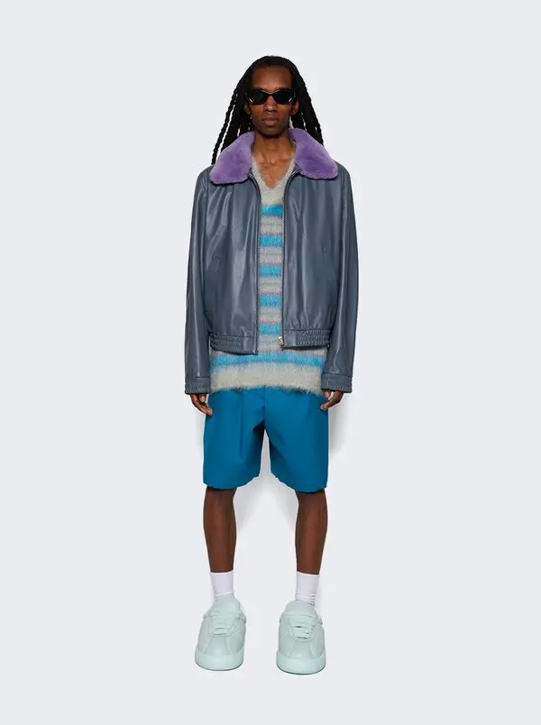 Marni Striped Mohair-blend Vest - Titanium