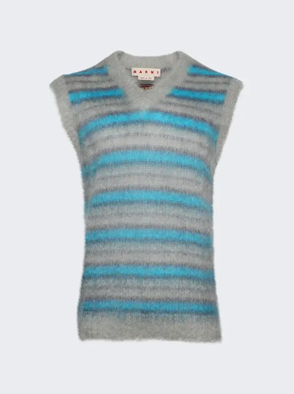 Marni Striped Mohair-blend Vest - Titanium