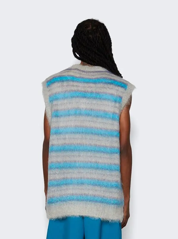 Marni Striped Mohair-blend Vest - Titanium