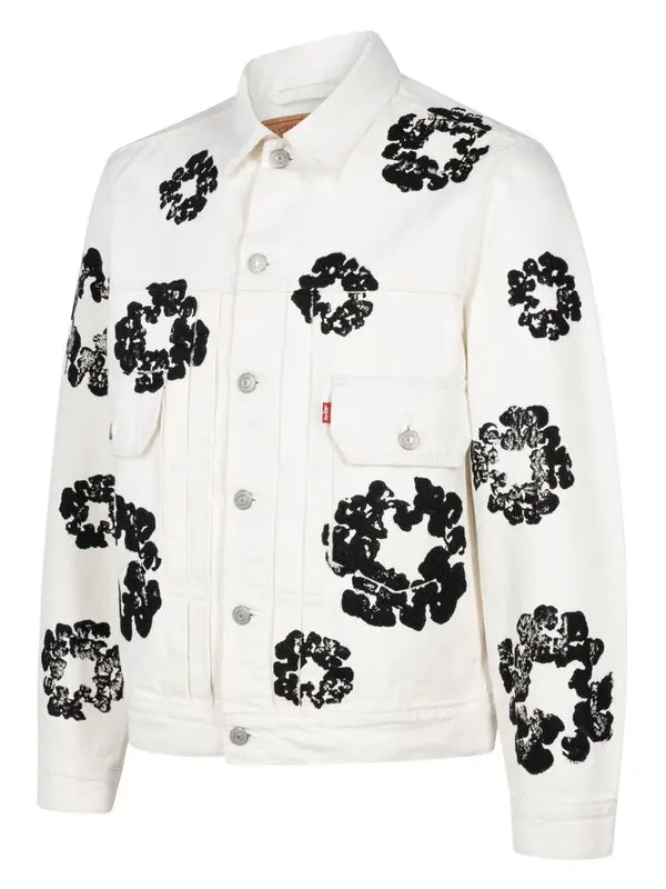 DENIM TEARS X Levi's Wreath-print Denim Jacket - White
