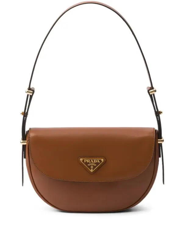 Prada Arqué Leather Shoulder Bag - Brown