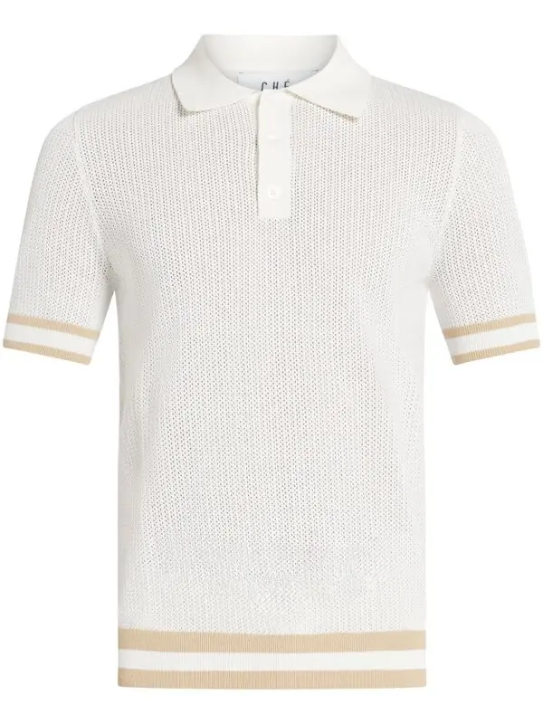 CHE Open-knit Cotton Polo Shirt - White