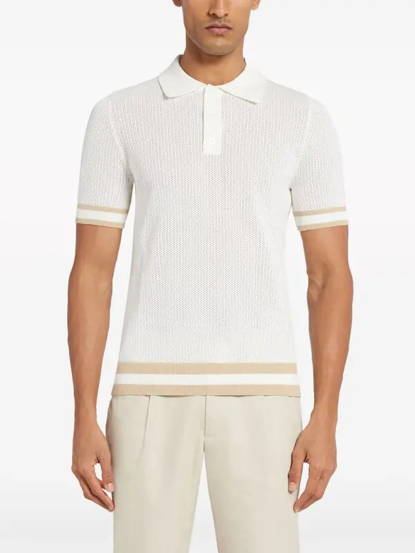 CHE Open-knit Cotton Polo Shirt - White