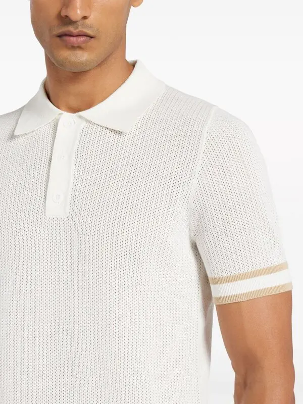 CHE Open-knit Cotton Polo Shirt - White