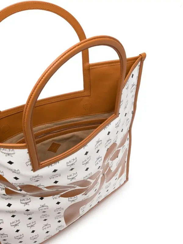 Mcm Mega Laurel Visetos Extra Large Tote Bag - White
