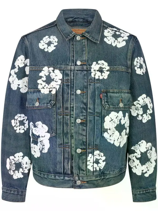 DENIM TEARS X Levi's Wreath-print Denim Jacket - Blue