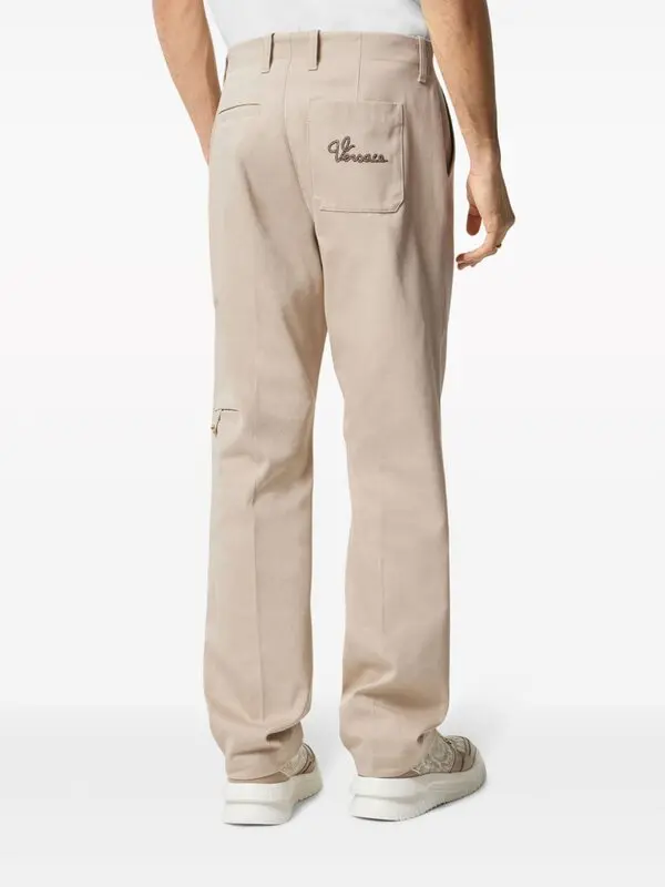 Versace Logo-embroidered Straight-leg Trousers