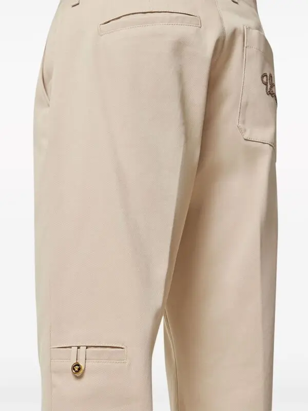 Versace Logo-embroidered Straight-leg Trousers