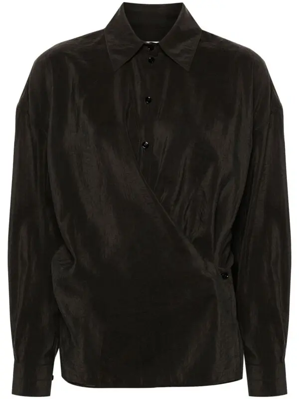 LEMAIRE Straight-collar Twisted Shirt - Brown