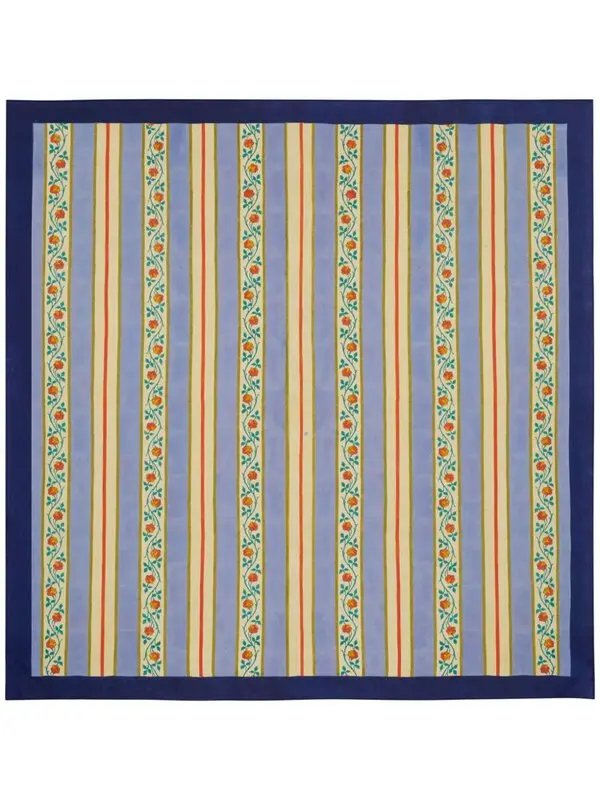 LISA CORTI Floral-print Striped Table Cloth - Blue