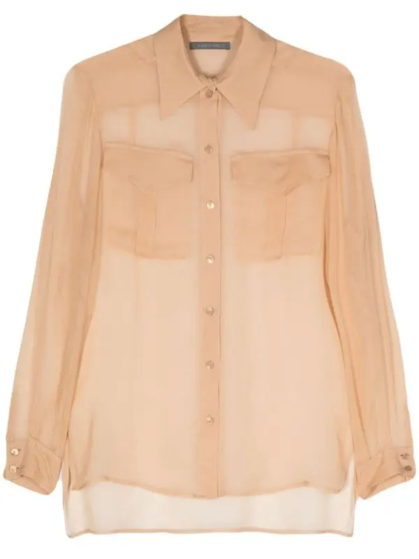 Alberta Ferretti Chiffon Silk Shirt - Neutrals