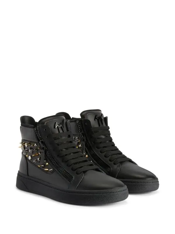 GIUSEPPE ZANOTTI Stud-embellished High-top Sneakers - Black