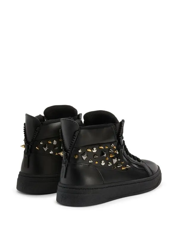 GIUSEPPE ZANOTTI Stud-embellished High-top Sneakers - Black