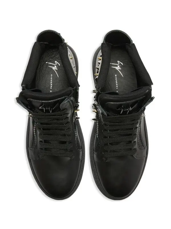 GIUSEPPE ZANOTTI Stud-embellished High-top Sneakers - Black