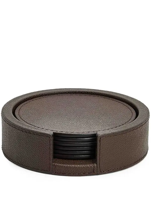 GIOBAGNARA Tao Leather Coasters - Brown