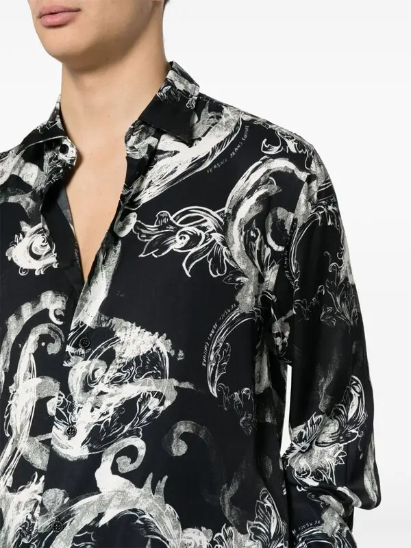 Versace Watercolour Baroque-pattern Shirt