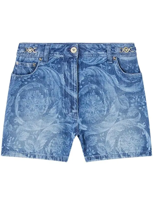 Versace Logo-patch Denim Shorts