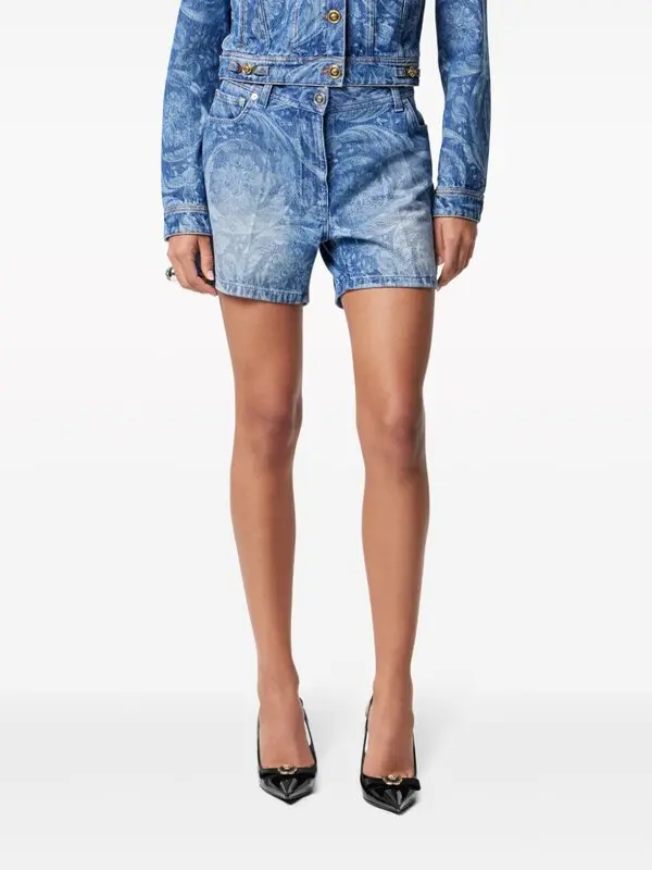 Versace Logo-patch Denim Shorts